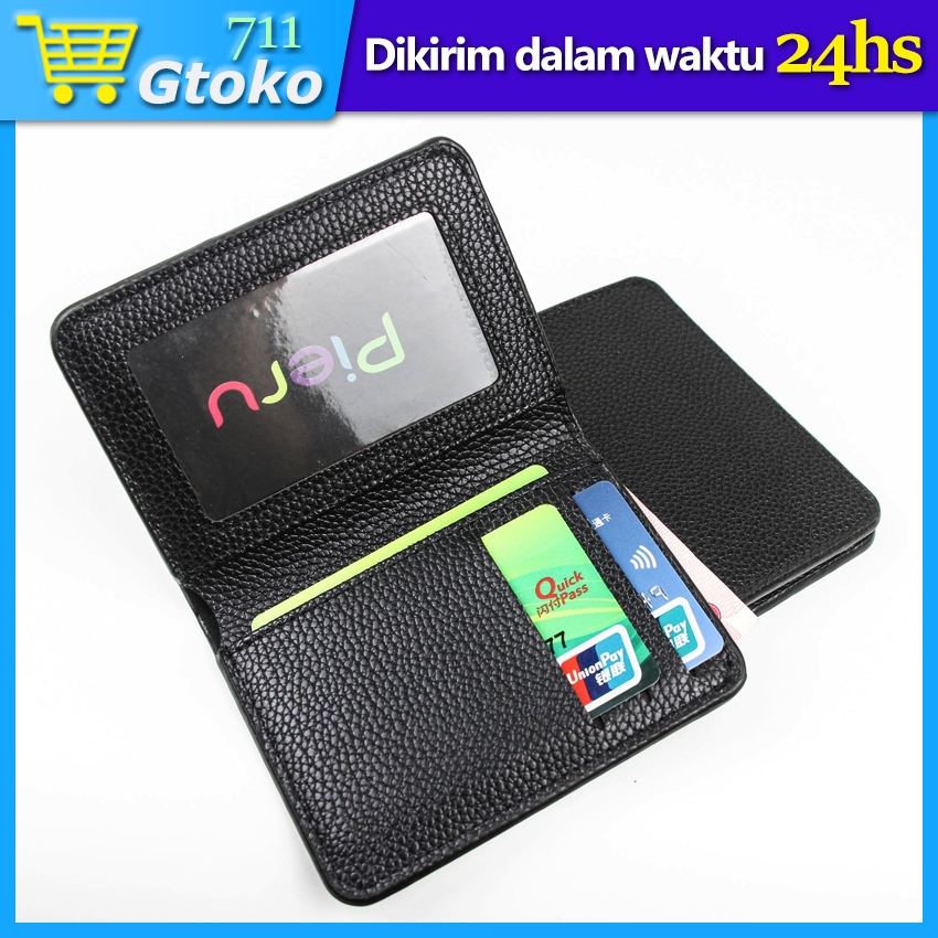 Jual Dompet Polos Pria Kulit PU Leather Lipat Dompet Kartu Wallet Card ...