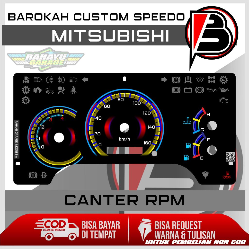 Jual papan speedometer custom canter rpm panel spido meter custom ...