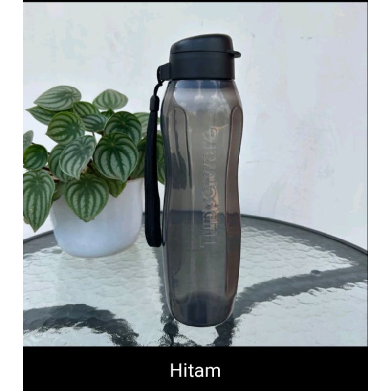 Jual Botol minum eco fashion tuperware 1 liter full hitam tutup flip ...