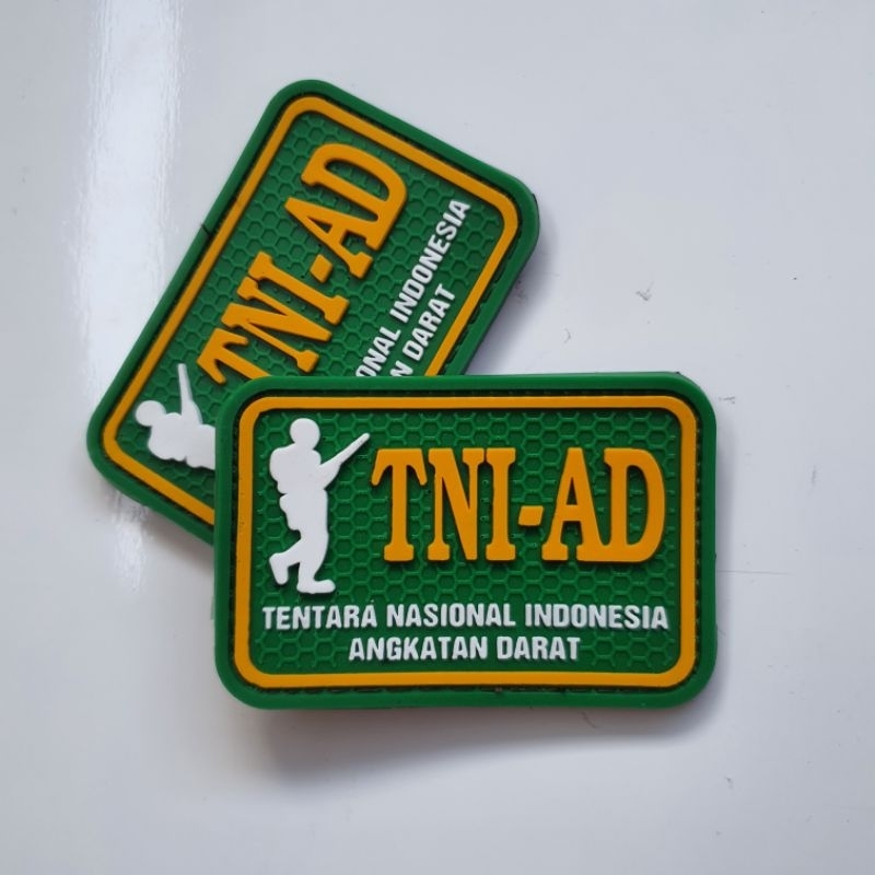 Jual patch rubber logo TNI AD dasar hijau / tempelan emblem karet ...