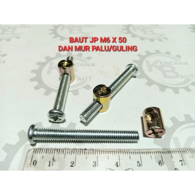 Jual BAUT JP M6 X 50 GALVANIS DAN MUR PALU/GULING KUNCI OBENG PLUS ...