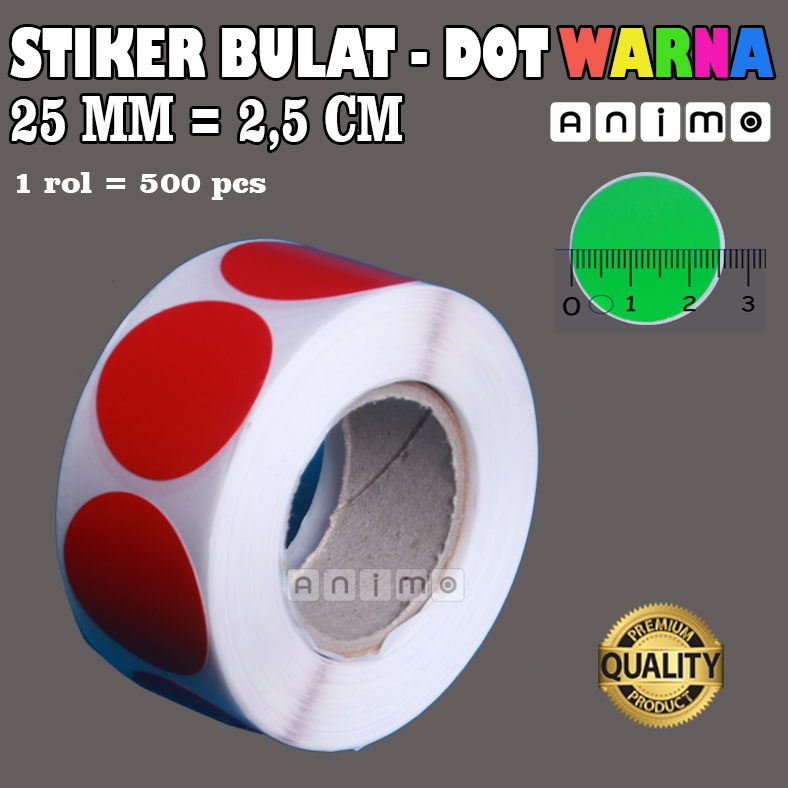 Jual Stiker Bulat Warna - COLOR DOT STICKERS - ROL 25 MM = 2,5 CM ...