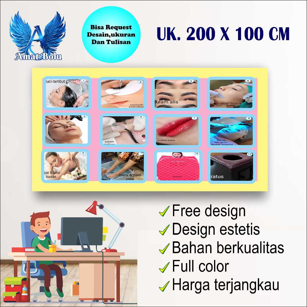 Jual BANNER BACKDROP MMT SPANDUK MODEL SALON UKURAN 200X100 BISA ...