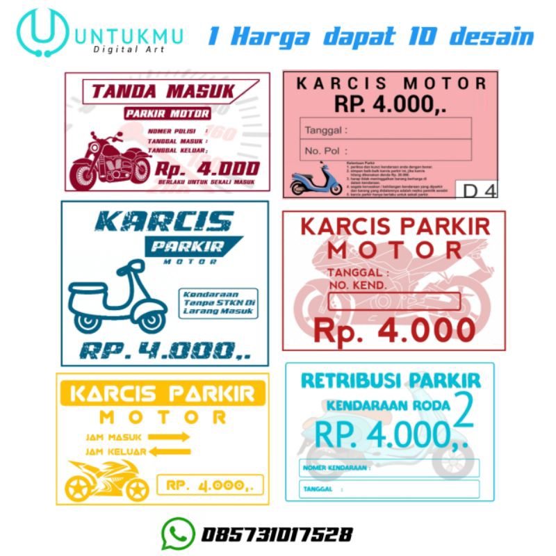 Jual karcis parkir motor campur 50 pcs 10 macam desain | Shopee Indonesia