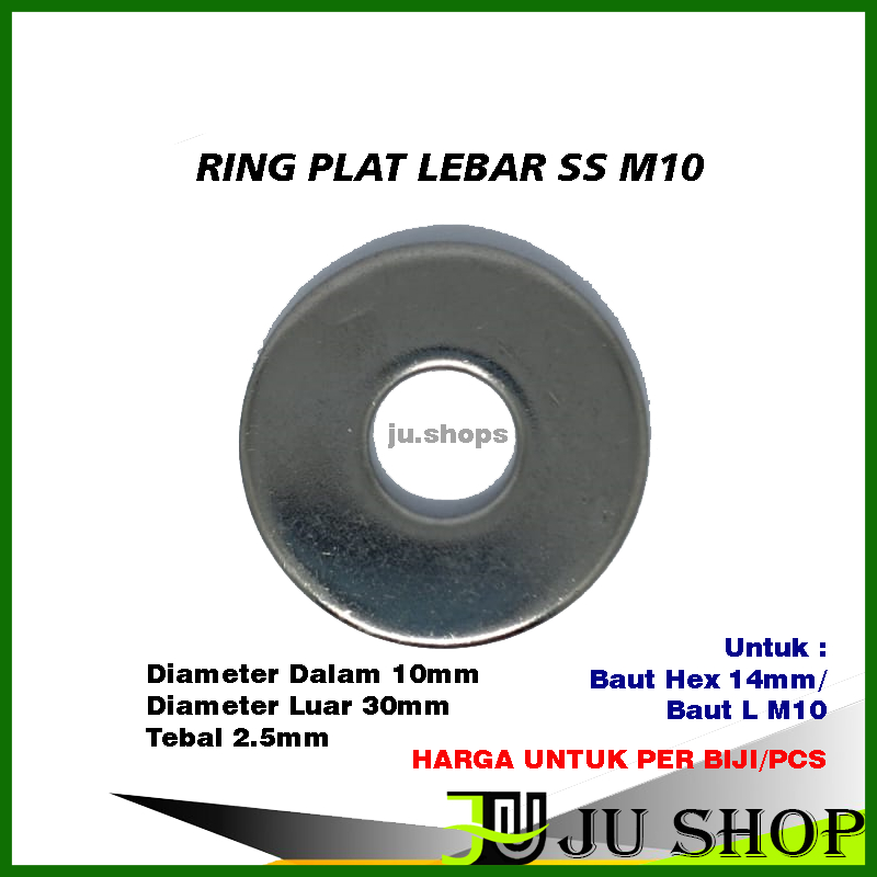 Jual RING PLAT LEBAR M10 x 30 x 2.5 wide flat washer stainless | Shopee ...