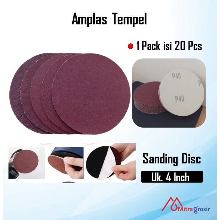 Jual Amplas Bulat Gerinda Velcro 4" Grit 40 60 80 100 120 150 180 220 ...
