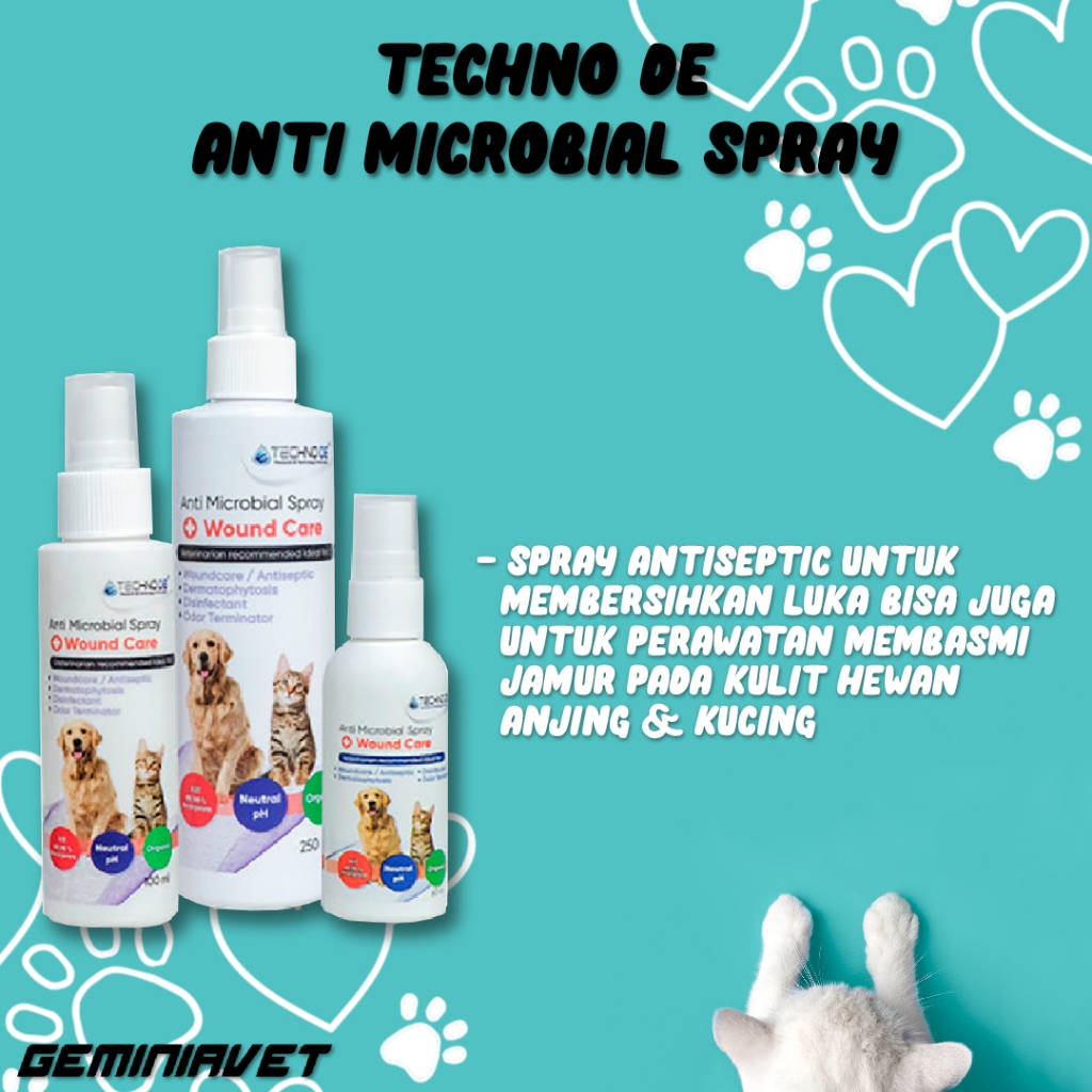 Jual TECHNO DE PET CARE ANTI MICROBIAL SPRAY ANTISEPTIC LUKA DAN ...