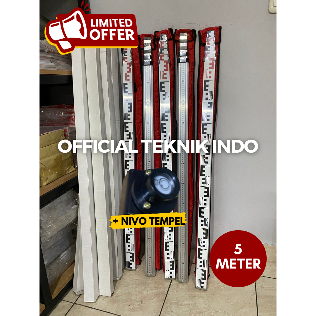 Jual Rambu Ukur 5 Meter + Nivo / Bak Ukur 5 meter / Levelling Staff ...