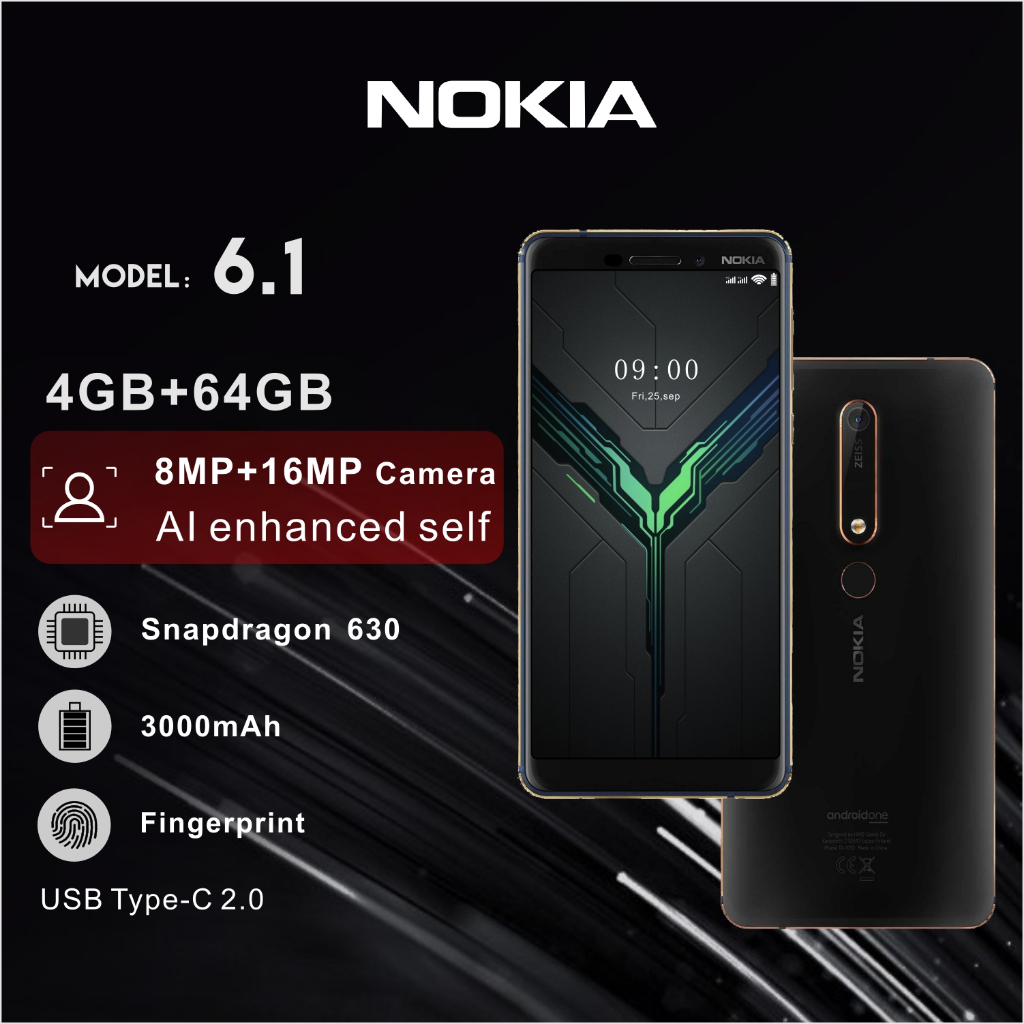Jual Nokia 6.1 / 4GB+64GBRom / 24MP Camera /handphone android 4G /HD+5 ...