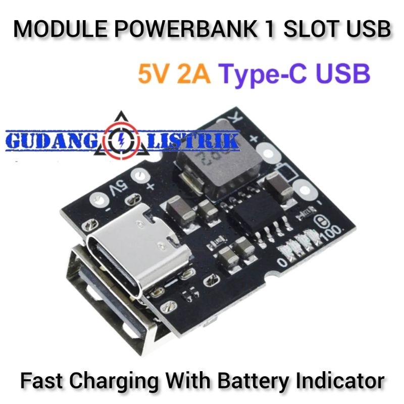 Jual Mesin Module Powerbank DIY 5V 2A 1 Slot USB Type-C Input Fast ...