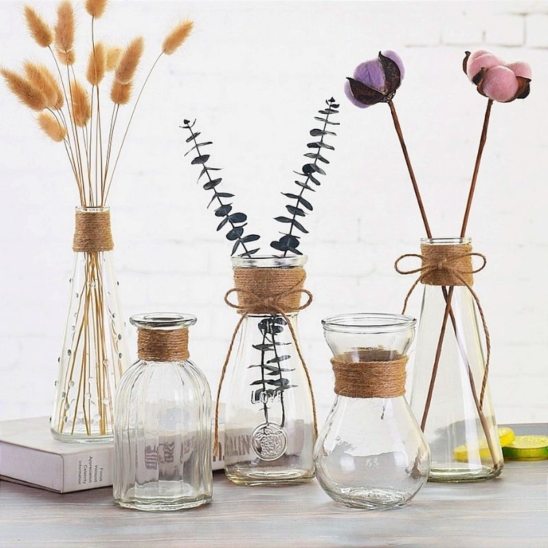 Jual Vas Bunga Kaca Aesthetic Tali Rami | Pot Kaca Carafe | Hiasan Meja ...