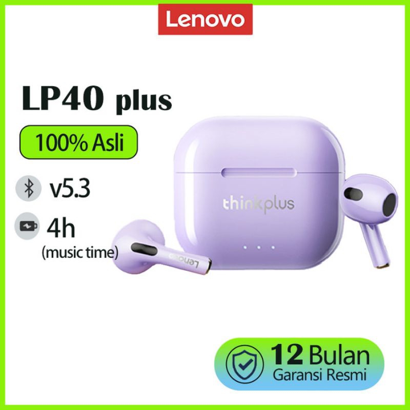 Jual Lenovo ThinkPlus LP40 PLUS TWS True Wireless Bluetooth Earbuds Headset | Shopee Indonesia