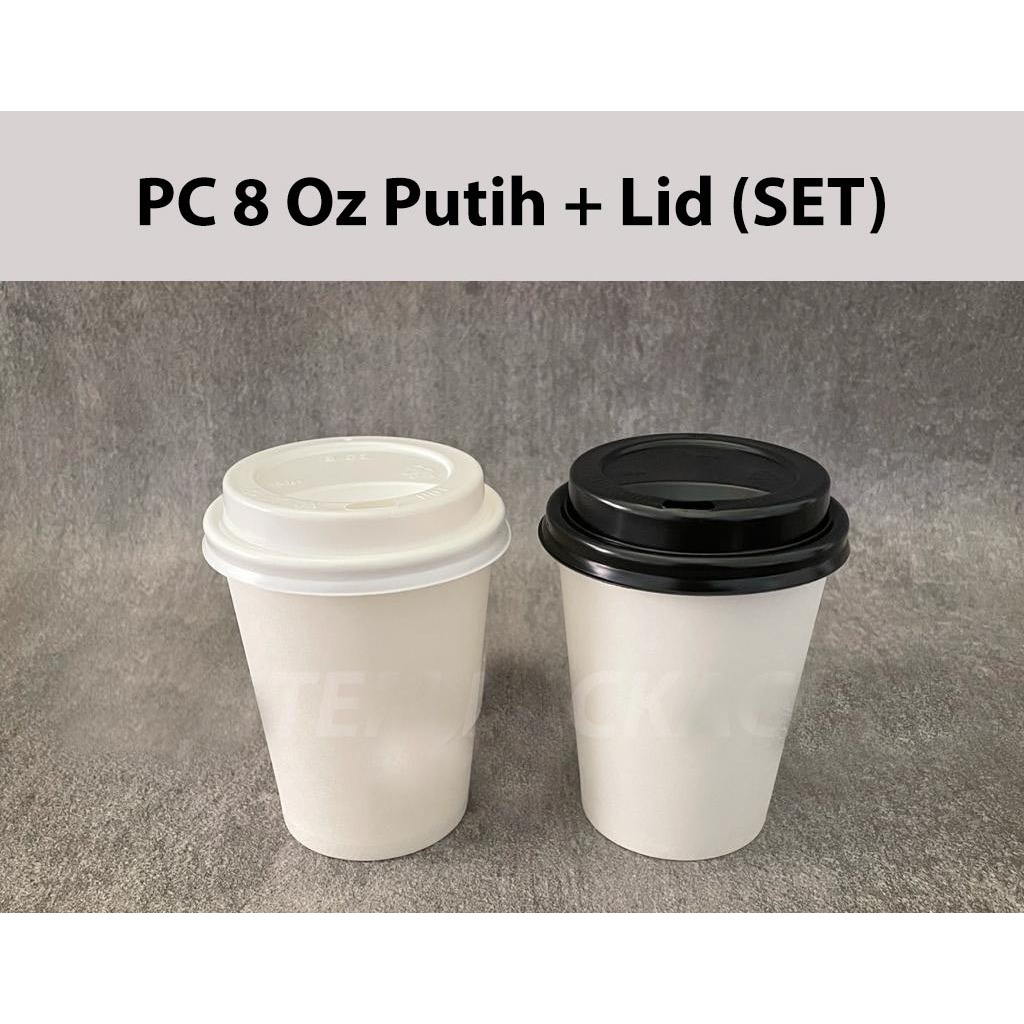 Jual Paper Cup/Papercup/Gelas Kertas 8 Oz/240ml + Lid Putih,Hitam,Coklat (Tutup) @50 Pcs ...