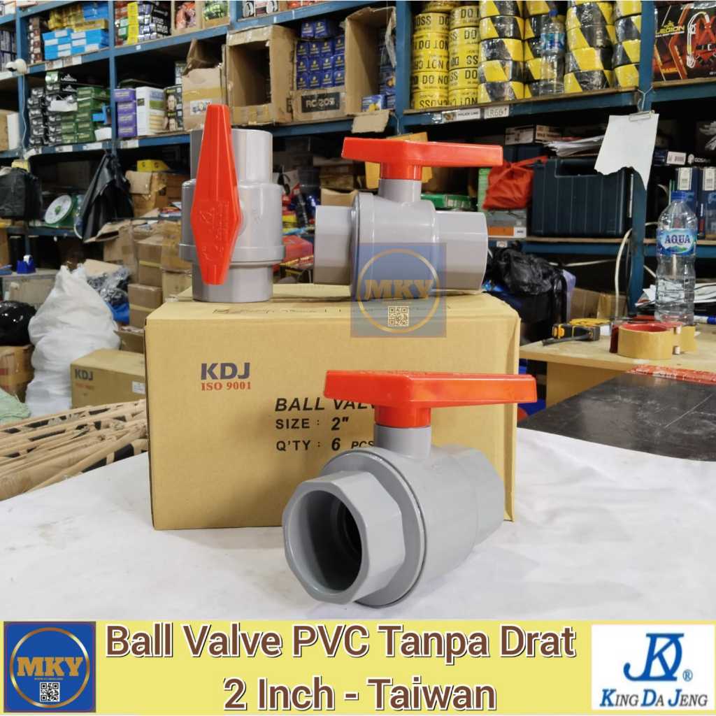 Jual Ball Valve PVC 2" KDJ Polos Stop Kran Plastik PVC kuning 2 inch / BallValve 2 inch Stop ...