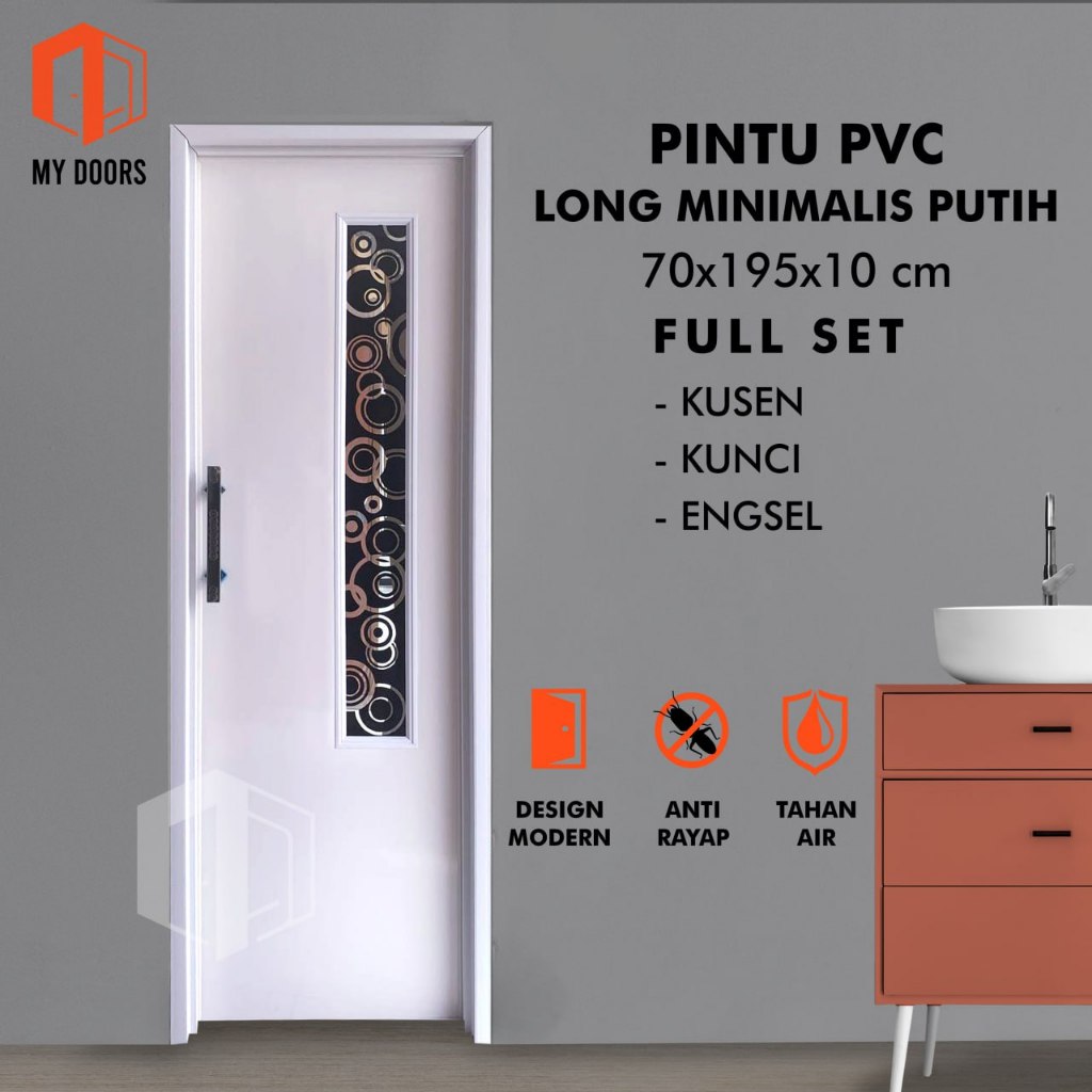 Jual Pintu Kamar Mandi PVC Putih Kaca Motif & Cermin Dalam Bahan Tebal ...