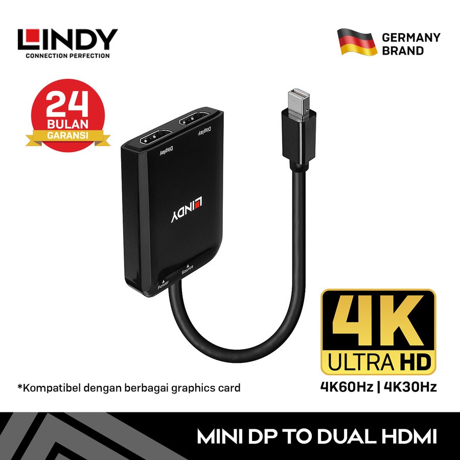 Jual LINDY Mini DisplayPort to Dual HDMI MST Hub Multi Monitor Extend ...