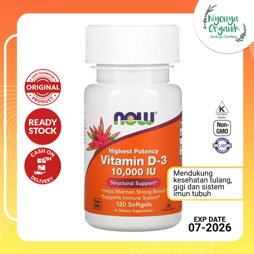 Jual Vitamin D-3 D3 10000 iu Now 120 Kapsul | Shopee Indonesia