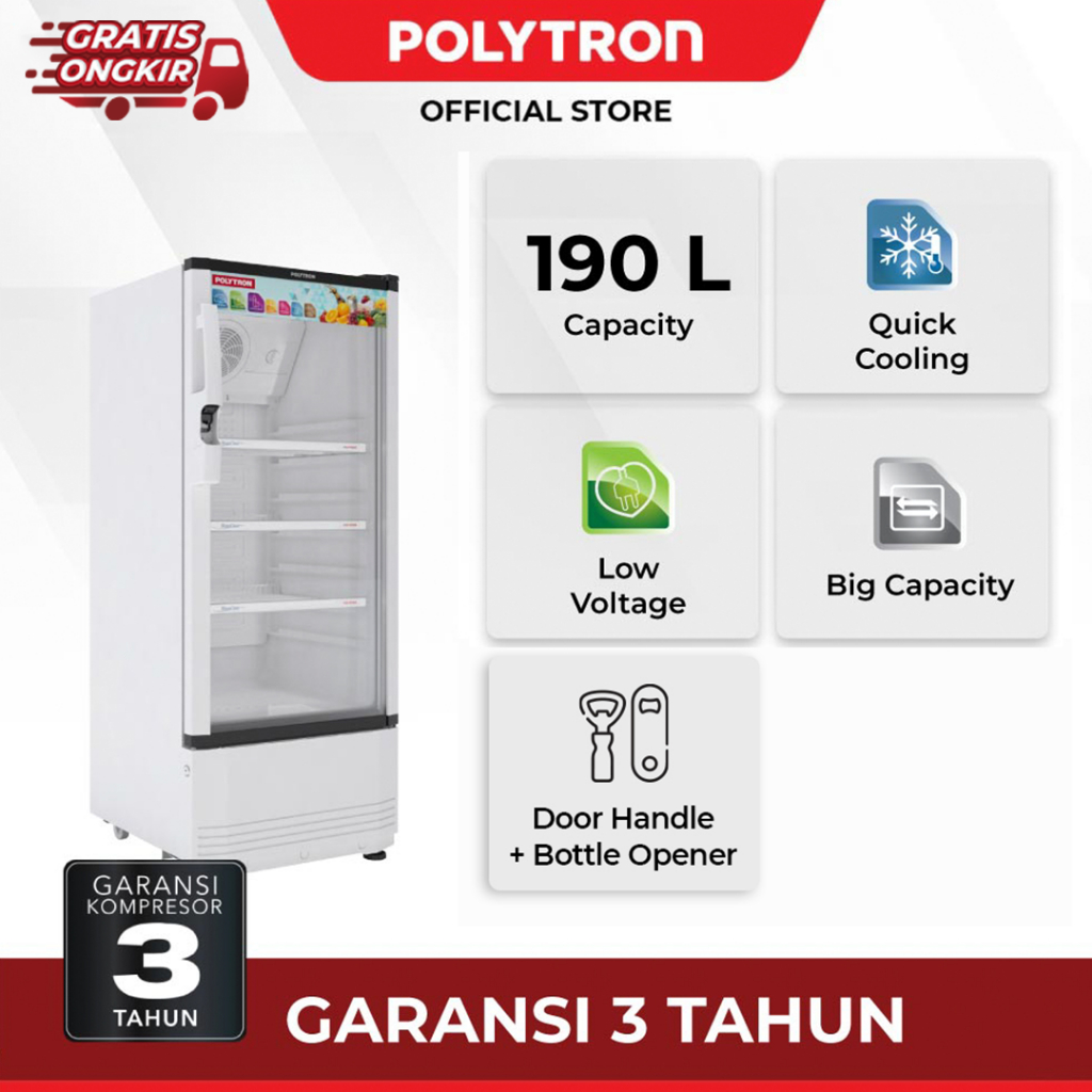 Jual POLYTRON Showcase Fastcool 180 Liter SCN 141X | Shopee Indonesia