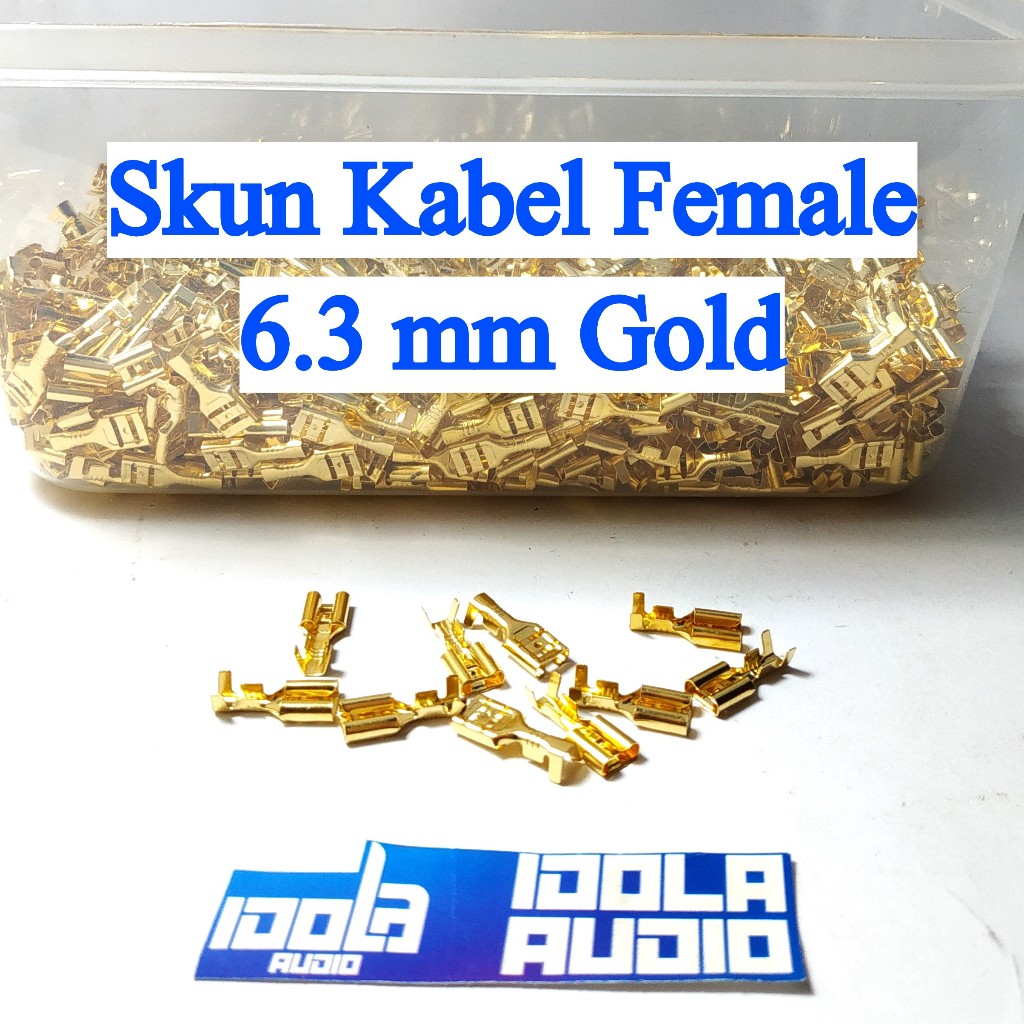 Jual (10 PCS) Skun Kabel Female 6.3 mm Gold | Terminal Skun Kabel Emas ...