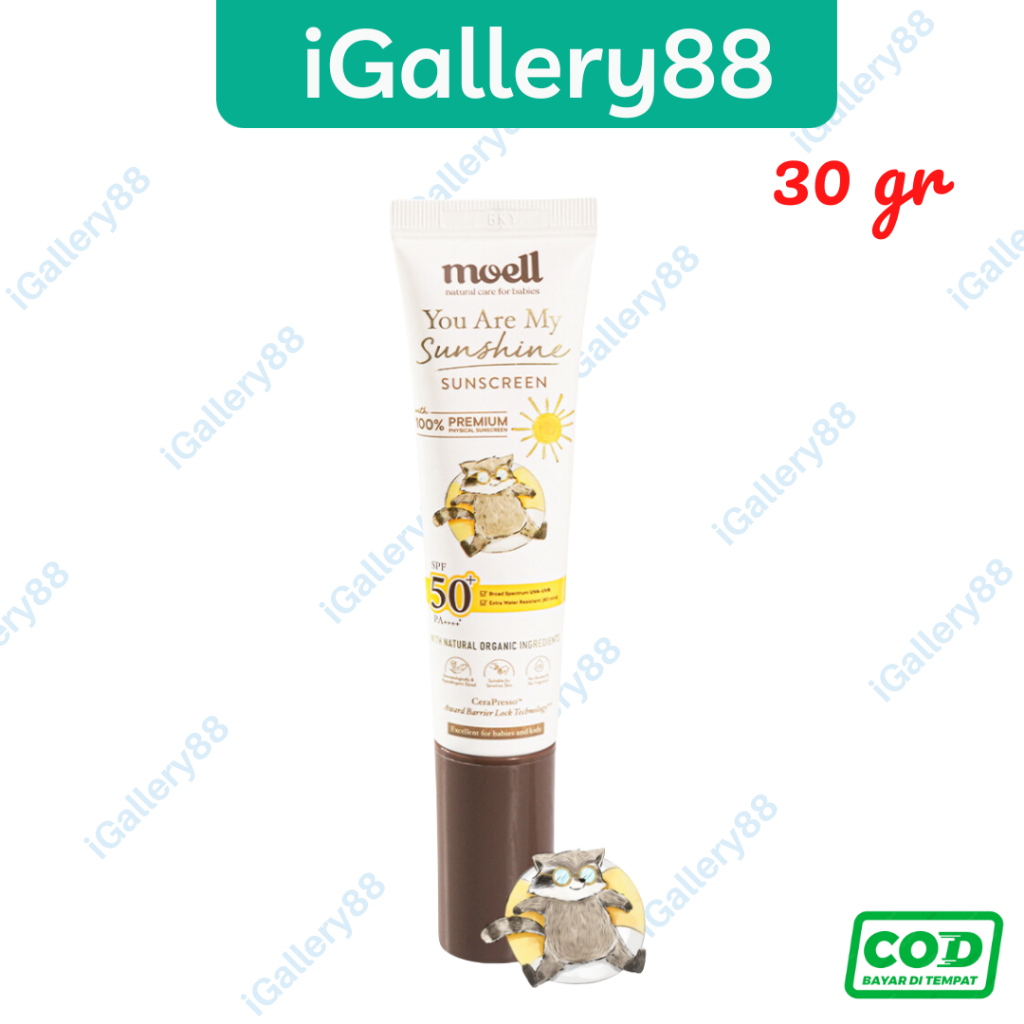 Jual Moell Physical Sunscreen Anak & Bayi SPF 50+ (PA++++) 30 gr ...