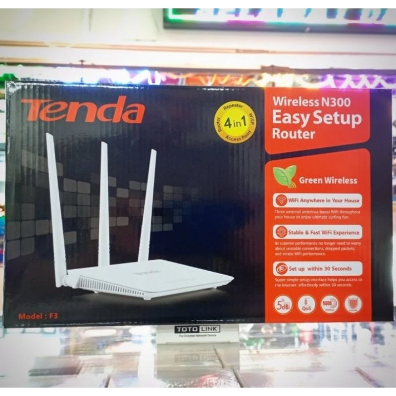 Jual TENDA F3 - Wireless N Router 300Mbps - Tiga Antena | Shopee Indonesia