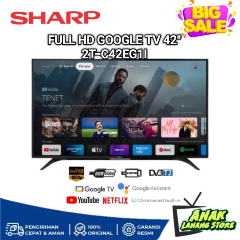 Jual SHARP LED FHD GOOGLE TV 42 INCH FULL HD DIGITAL SMART GOOGLE TV 2TC42FG1I | 2TC42EG1I ...