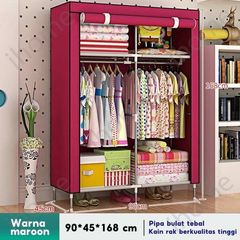 Jual Lemari Pakaian Kain Lemari Portable /3 sekat lemari baju/lemari ...
