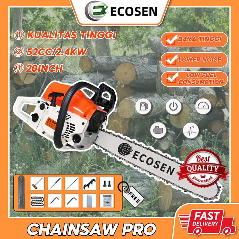 Jual ECOSEN Mesin Potong Kayu 58CC 20/22/24" Chainsaw 2Tak Untuk /Gergaji Mesin/Mesin Gergaji ...
