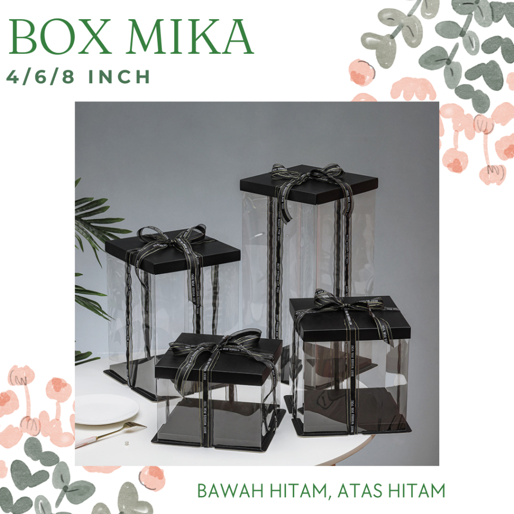 Jual Box Mika Kue / Box mika transparan / Box Hantaran Alas Hitam Tutup ...