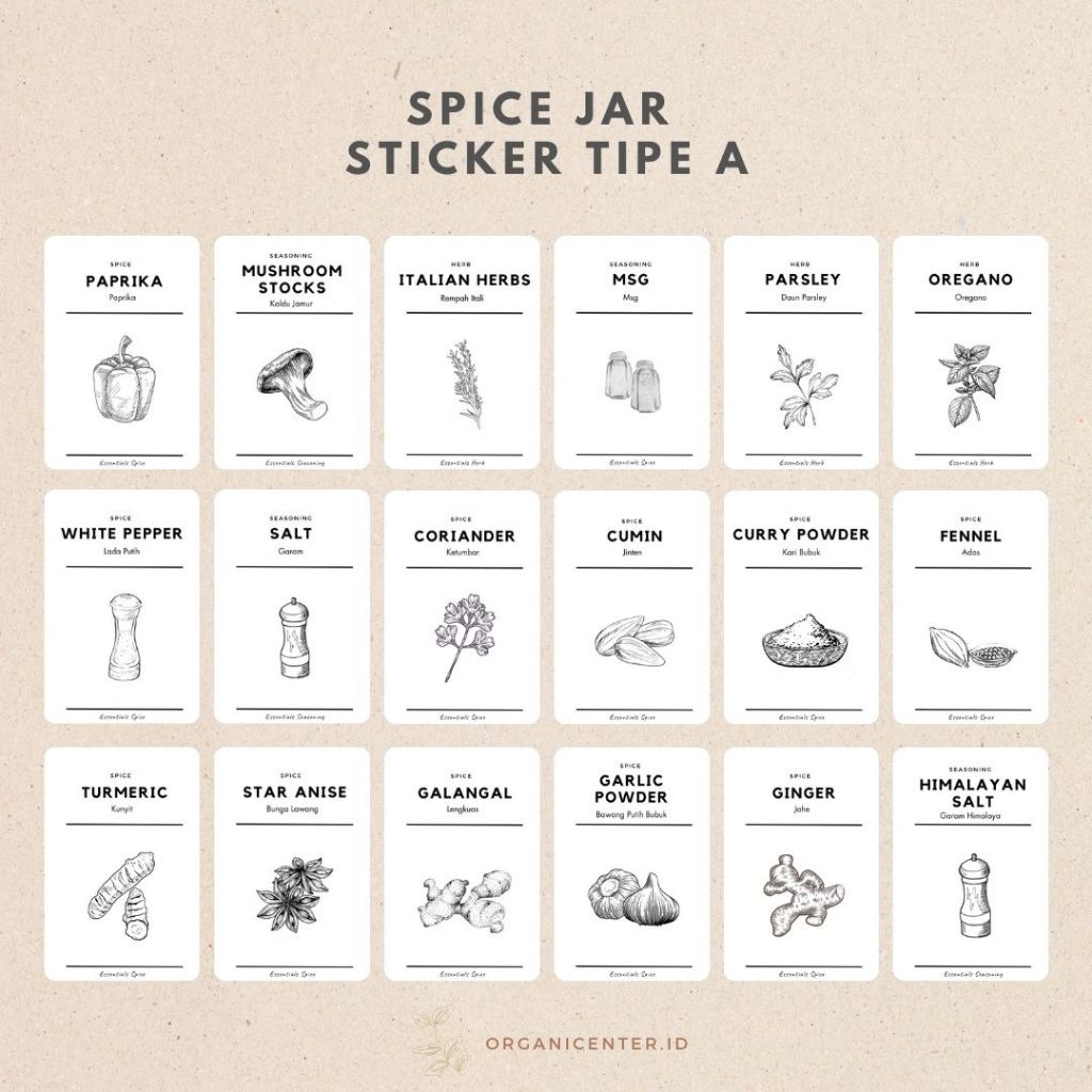 Jual Label Sticker Botol Bumbu Dapur Lengkap Anti Air Kaca Estetik ...