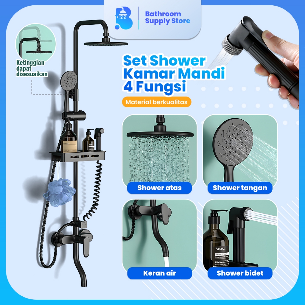 Jual Set Shower /Shower Set Kamar Mandi 1 Set + Kran Cabang Shower Atas ...