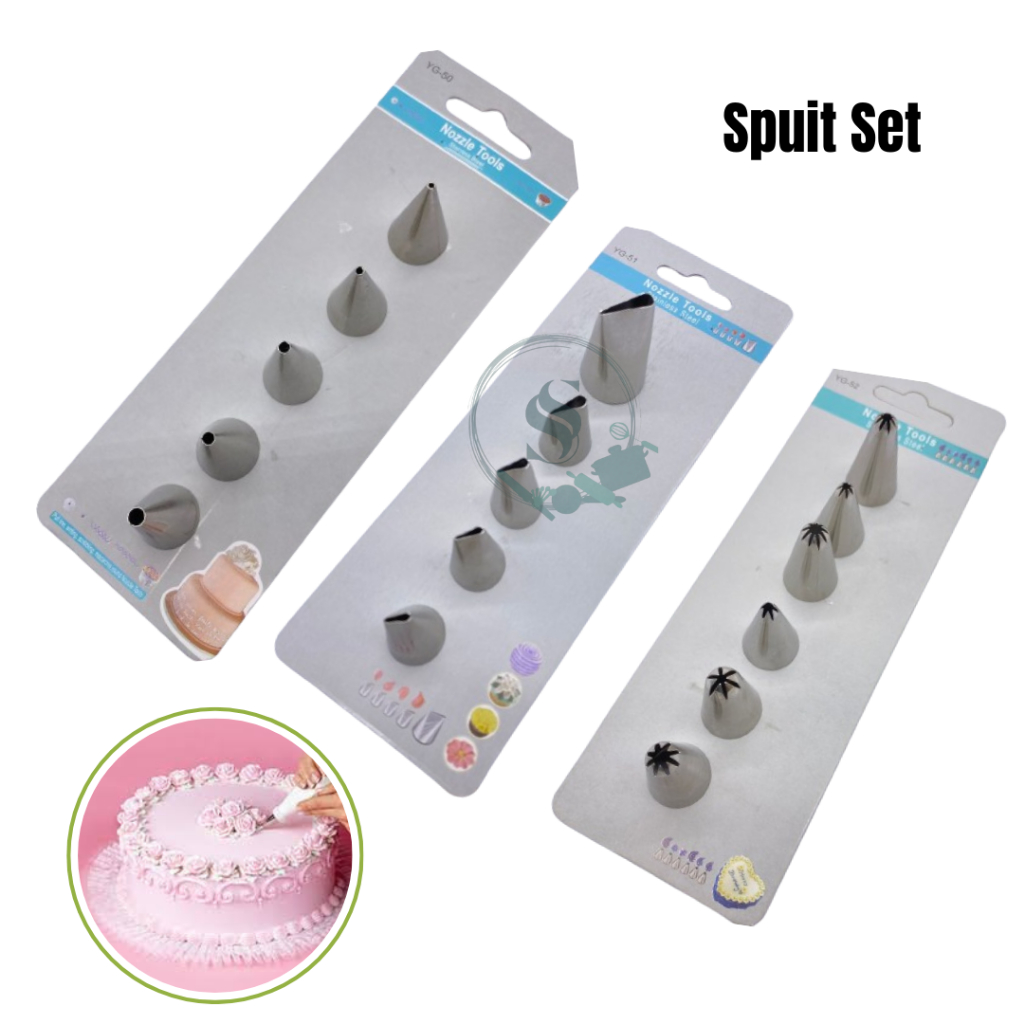 Jual Nozzle Spuit Set Spuit Stainless Dekorasi Kue / Nozzle Spuit Rose ...