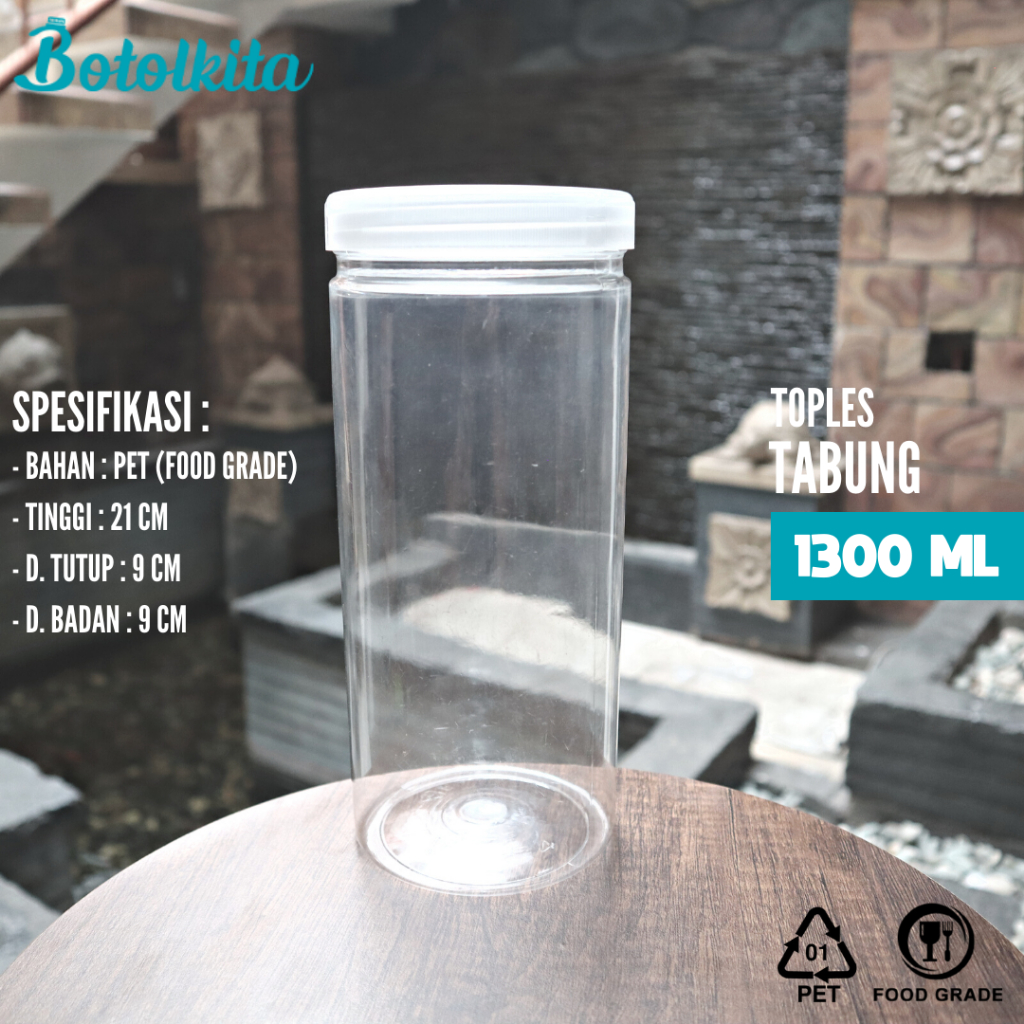 Jual Toples Plastik Tabung 1300ml / Toples Kue 1300ml / Toples Kacang ...