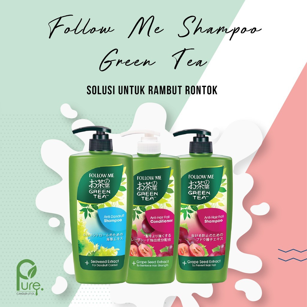 Jual Follow Me Green Tea Shampoo dan Conditioner 650ml TERMURAH Kemasan ...