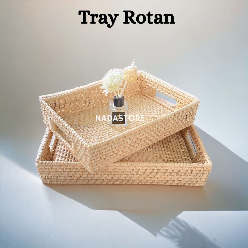 Jual Tray Persegi Panjang Rotan / Baki Rotan / Nampan Saji Anyaman ...