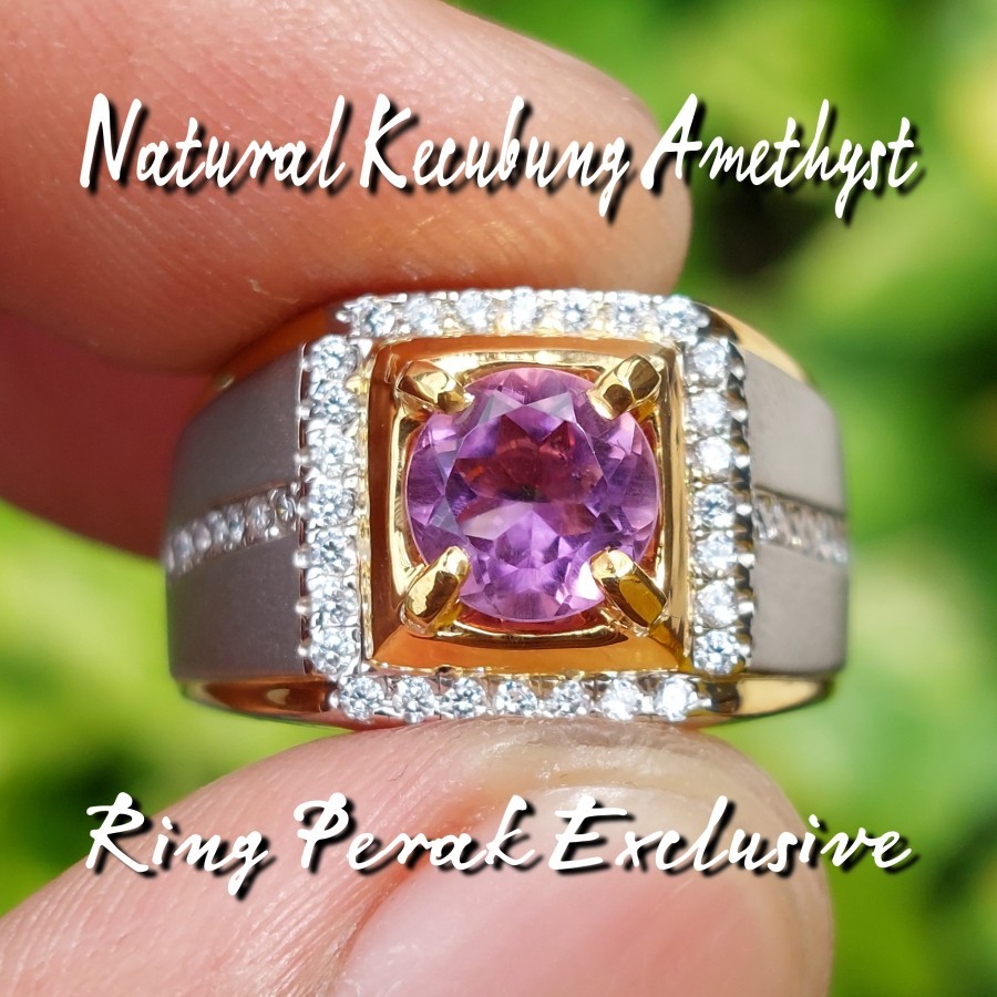 Jual Cincin Batu Amethyst Asli Natural Kecubung Ungu Ring Perak Silver Pria | Shopee Indonesia
