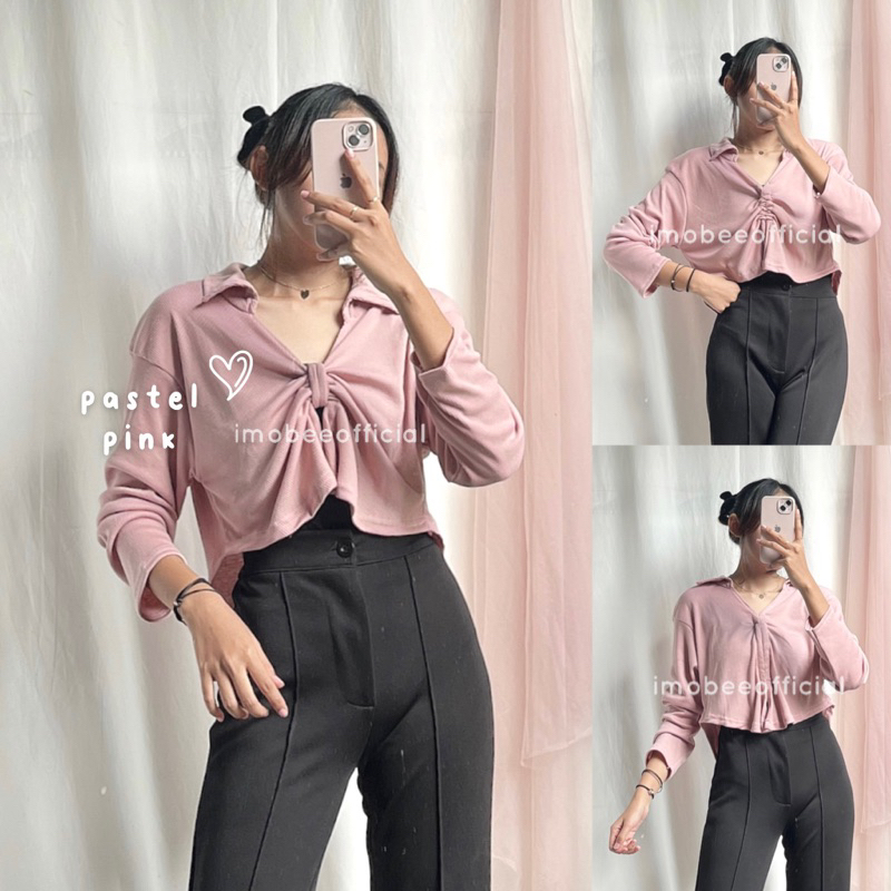 Jual SUMMER DAY CROP KNIT RIBB SERUT // BLOUSE TALI KERUT RIB // CARDI ...