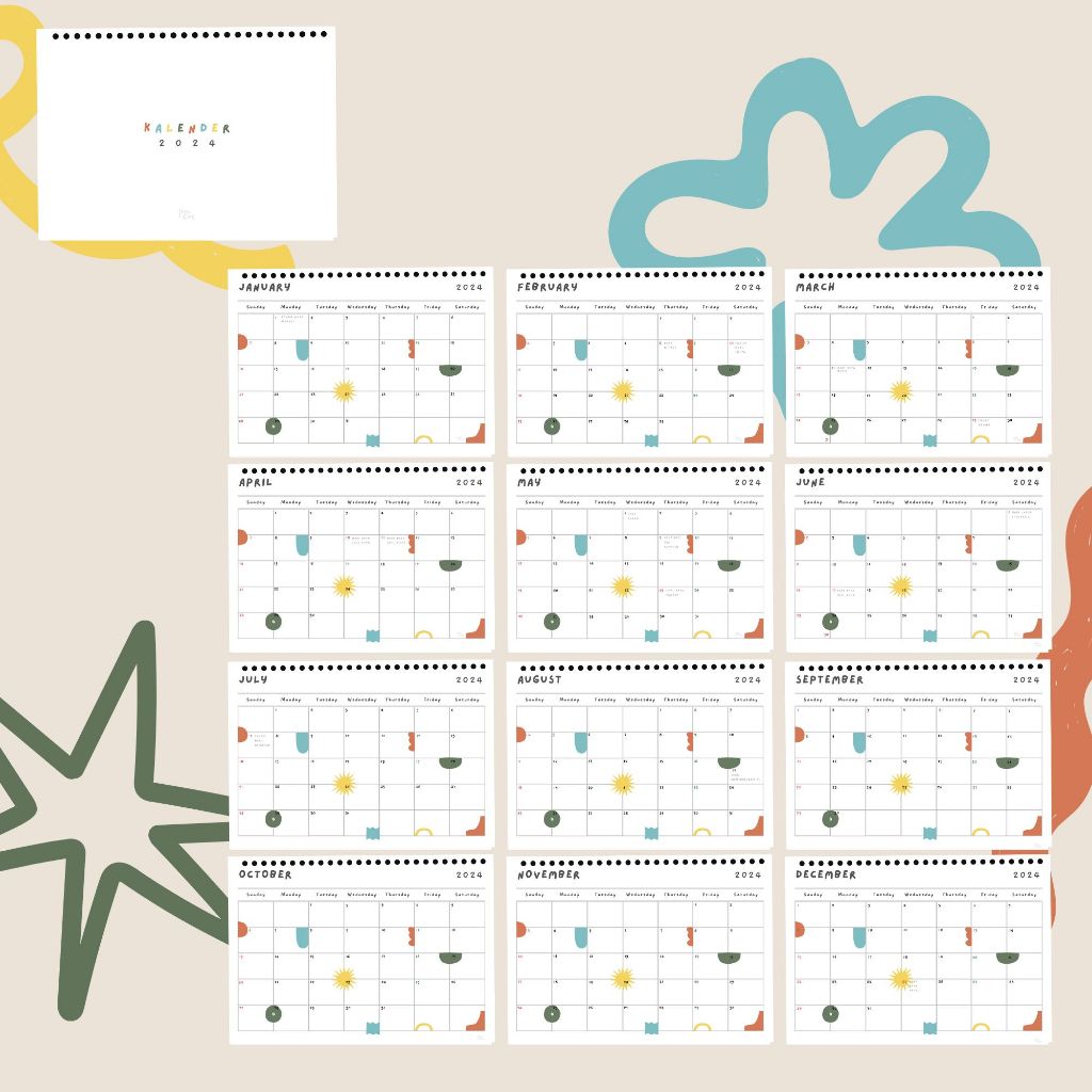 Jual Kalender Planner 2024 Minimalis - Kalender Meja / Kalender dinding ...