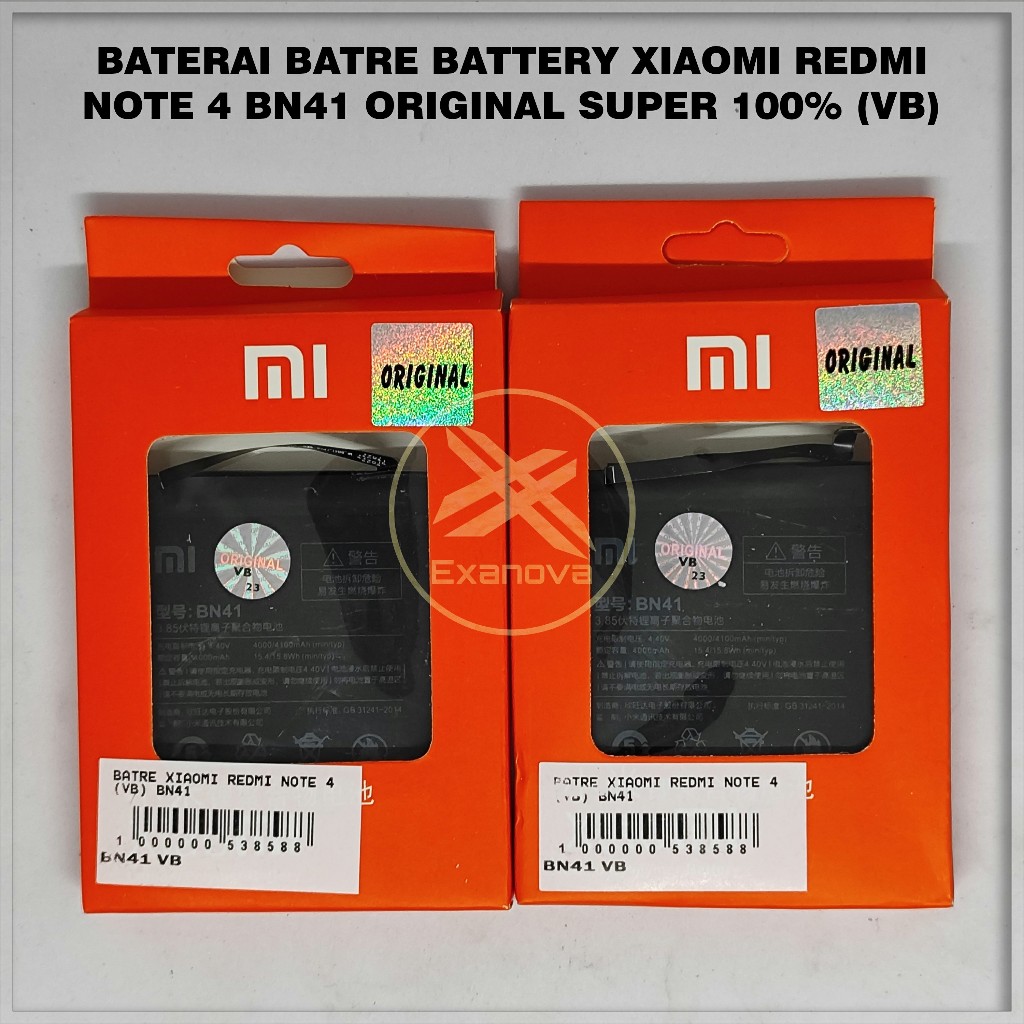 Jual BATERAI BATRE BATTERY XIAOMI REDMI NOTE 4 BN41 ORIGINAL SUPER 100% ...