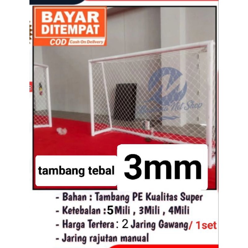 Jual jaring gawang futsal 3mm,(harga 1"set/2 gawang) | Shopee Indonesia