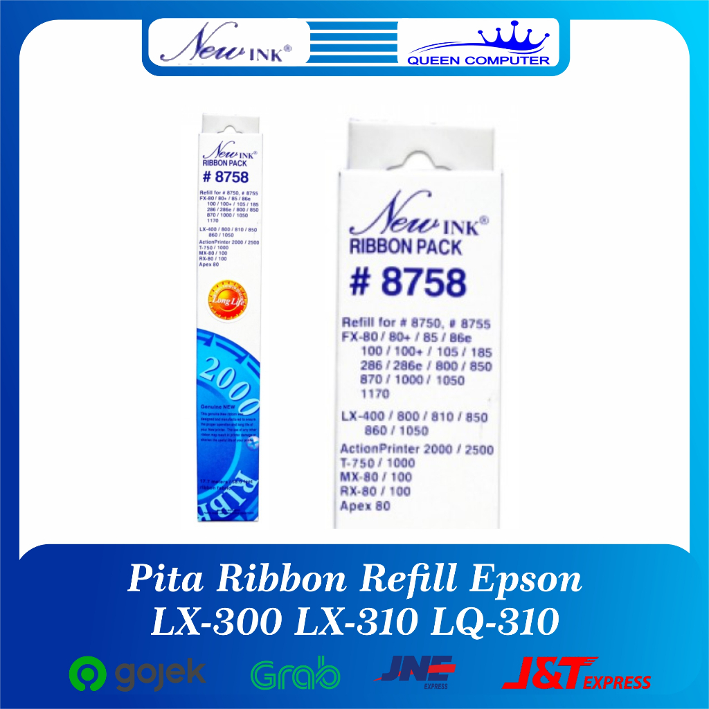 Jual Pita Ribbon Pack Refill Epson LX-300 LX-310 LQ-310 8758 New Ink ...