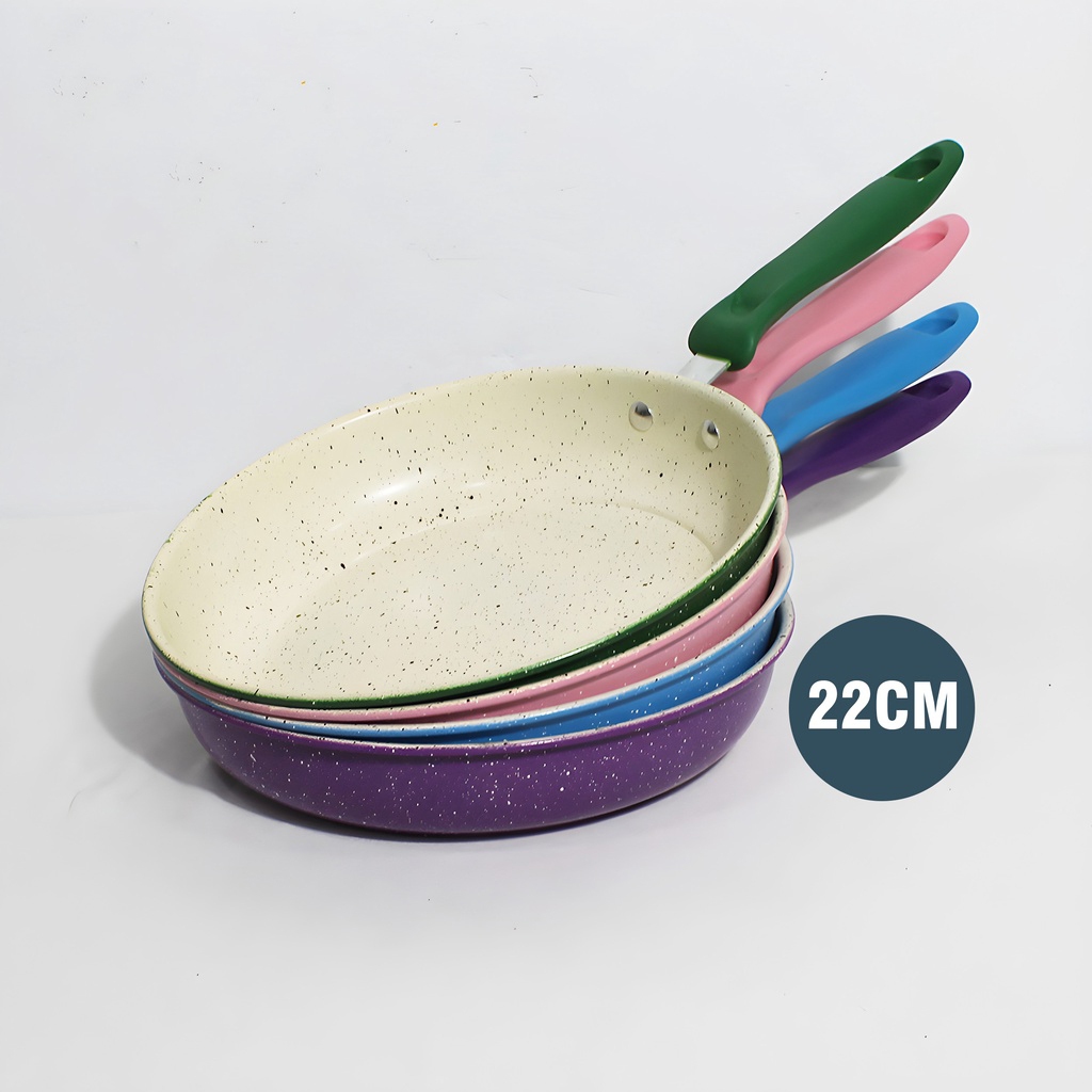 Jual PANCI TEFLON FRYPAN WARNA / MARBLE PAN ANTI LENGKET WAJAN GAGANG 18CM 20CM 22CM 24CM ...