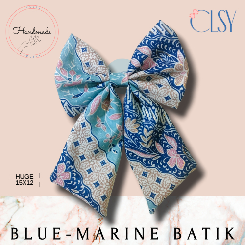 Jual [CLSY] Pita Blue Marine | Blue Marine Bow | Pita Rambut Batik ...