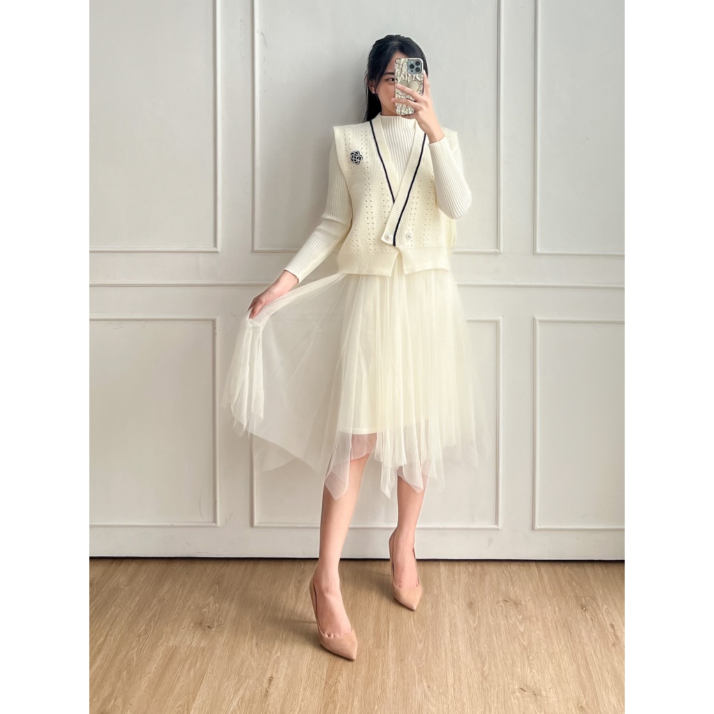 Jual DOLLA - Ciara Set Outer + Dress Knit Rajut | Shopee Indonesia