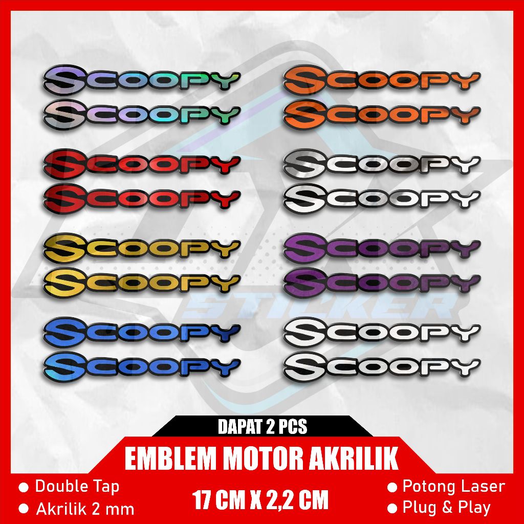 Jual Emblem Motor SCOOPY / Emblem SCOOPY Timbul / Emblem Akrilik 2mm ...
