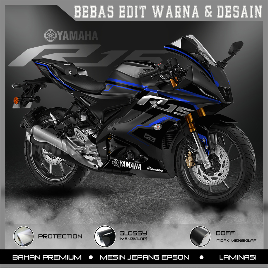 Jual Sticker Decal FULL BODY R15 v4 Motif Lines Blue | Shopee Indonesia