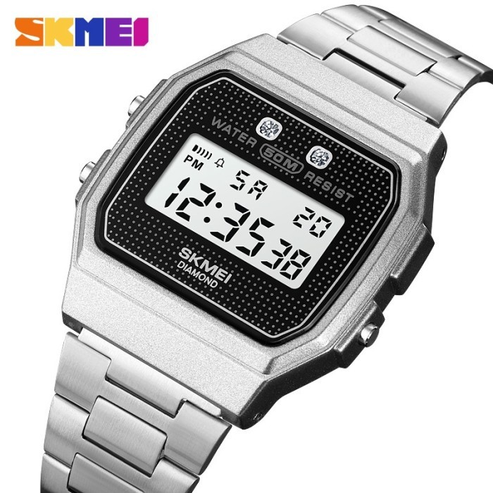 Jual Jam Tangan Pria Digital Skmei 1952 Silver Water Resistant 50m ...