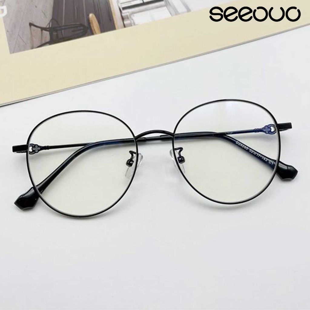 Jual Seeouo Frame Kacamata Plano Lens Model Bulat Stylish Ringan Kokoh Bahan Metal Bisa Minus ...