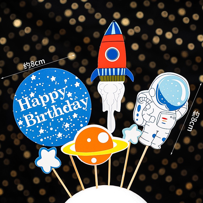 Jual Topper Cake Luar Angkasa roket moon bulan rocket Astronot ...