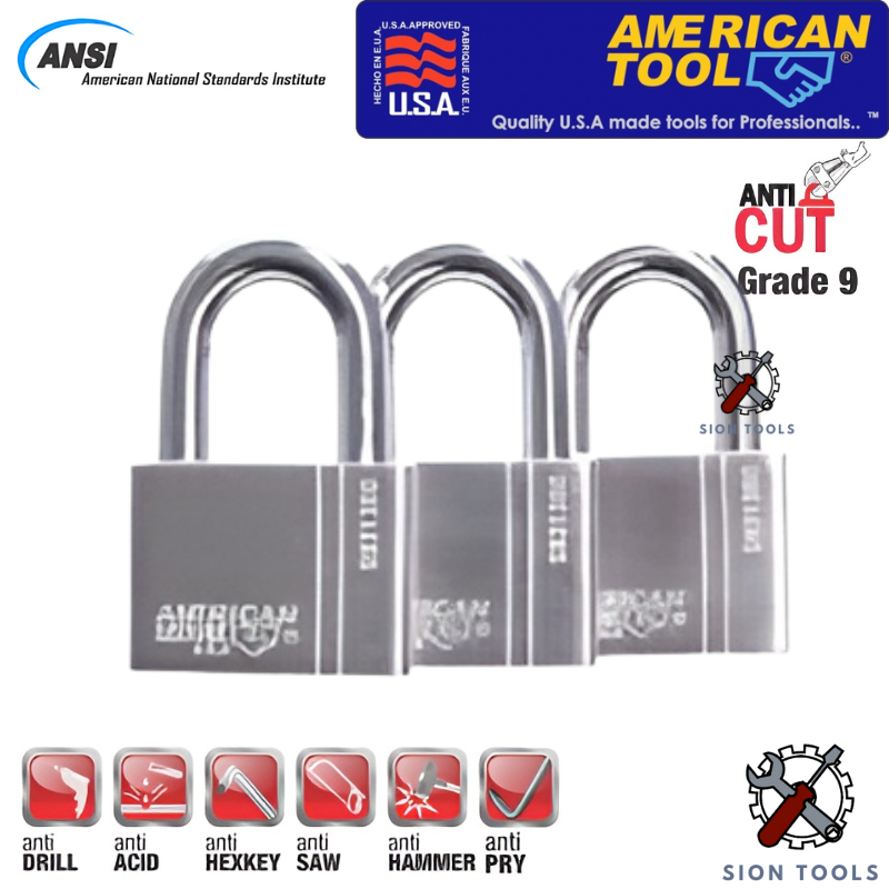 Jual AMERICAN SECURE GEMBOK KEY ALIKE 50 60 MM X 3 PCS (3 IN 1) GEMBOK ...